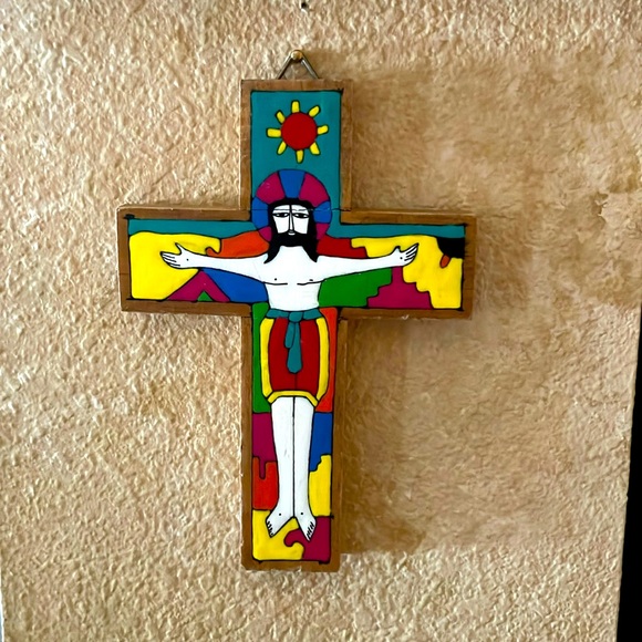 Accents | Beautiful Hand Painted Wood Cross Made In El Salvador Folk ...